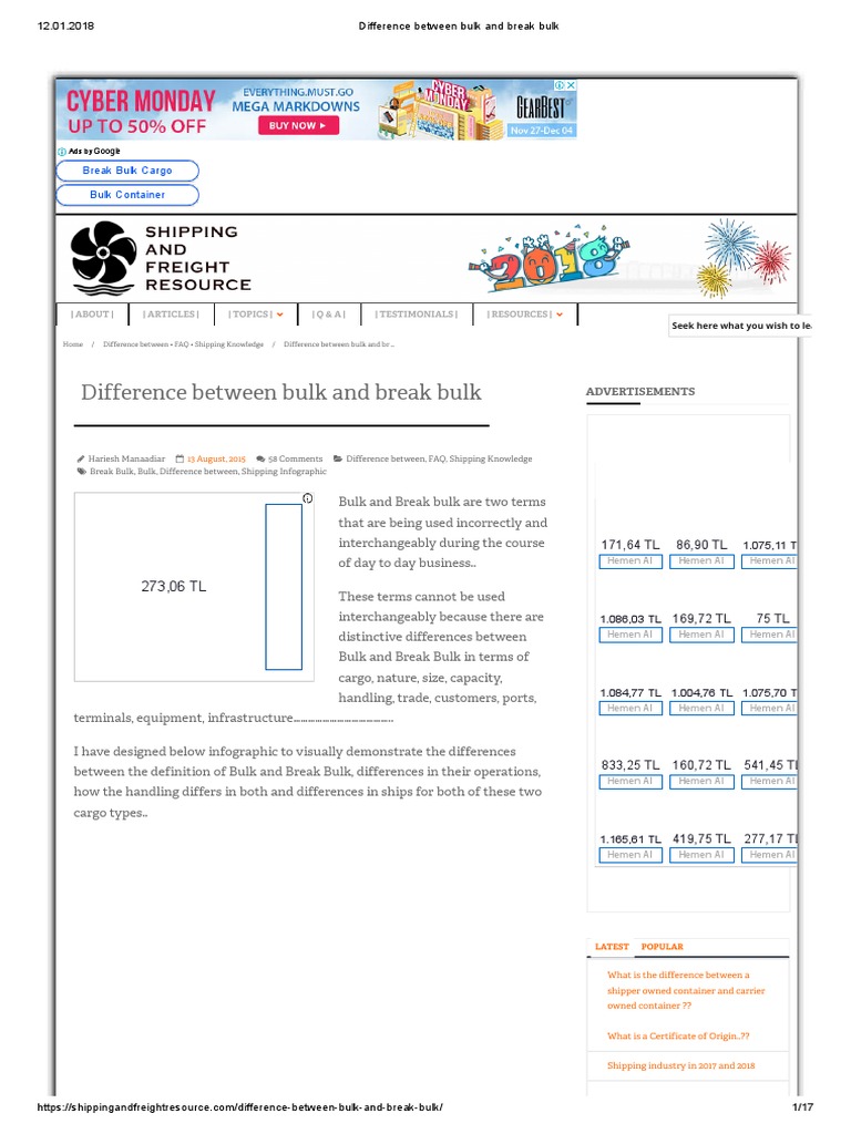 Difference Between Bulk and Break Bulk | PDF | Cargo | Containerization