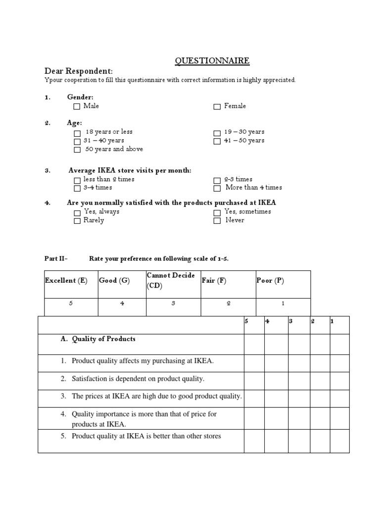Questionnaire Dear Respondent:: 1. Gender | PDF | Retail | Brand