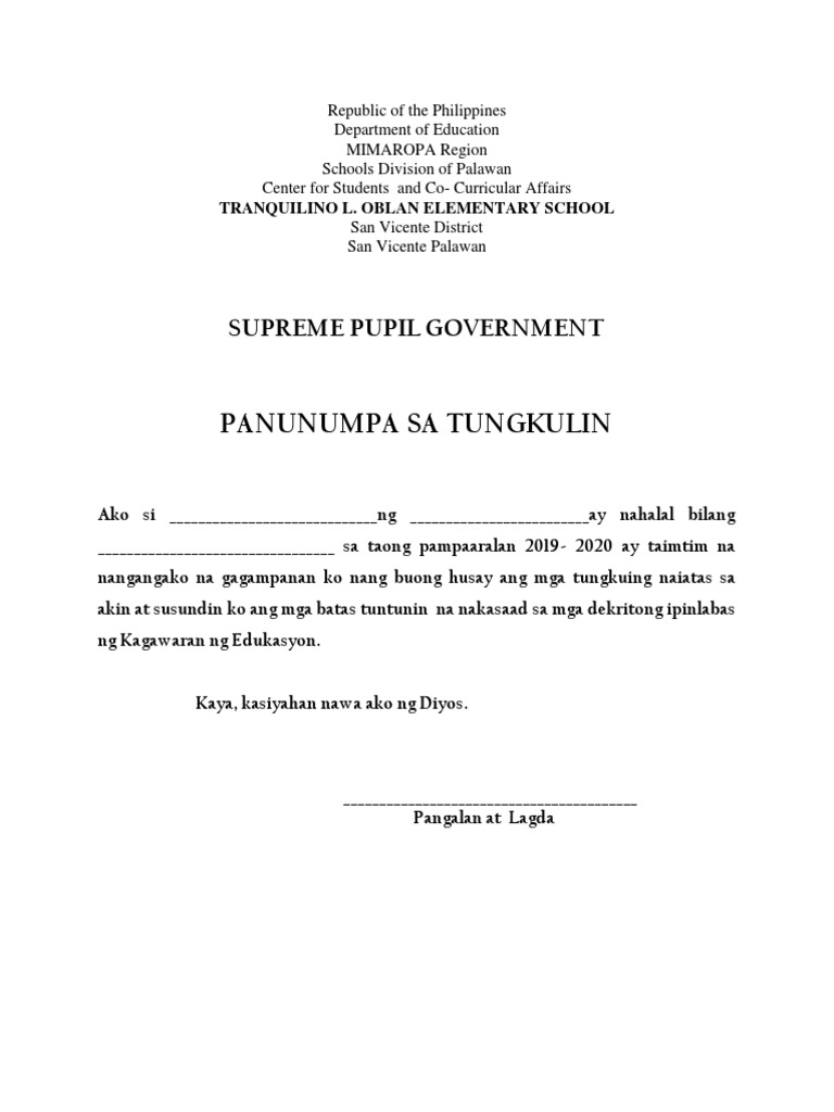 Panunumpa Sa Tungkulin | PDF