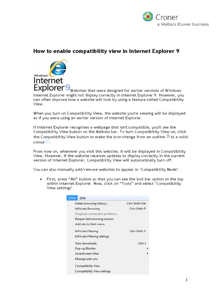 How To Enable Compatibility View in Internet Explorer 9 | PDF | Finance ...