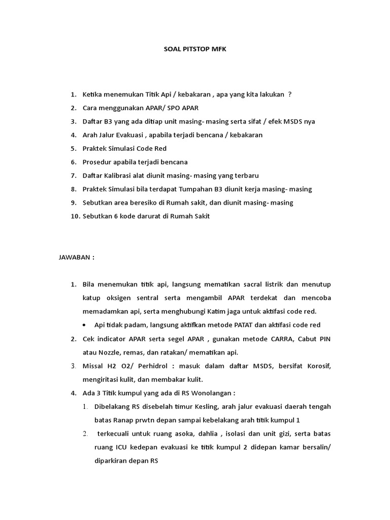 Soal Pitstop MFK | PDF