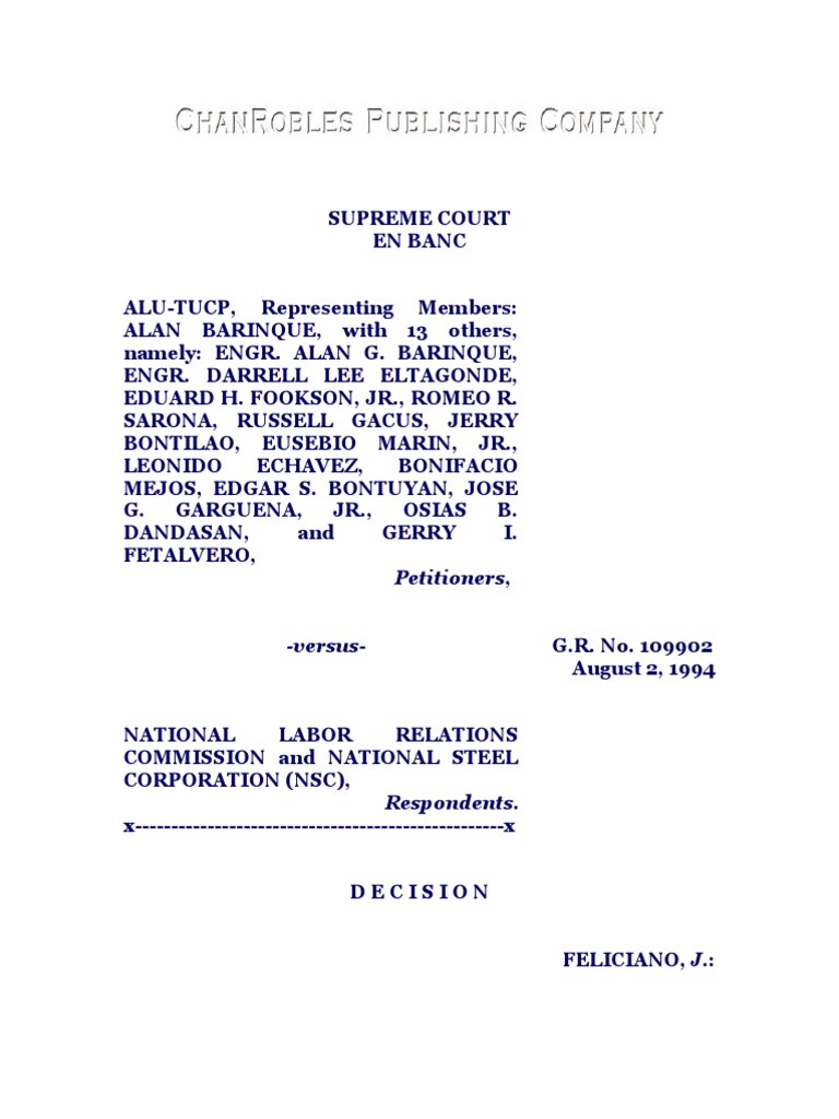 Alu-Tucp vs. NLRC, G.R. No. 109902, August 2, 1994, 234 Scra 678 | PDF ...