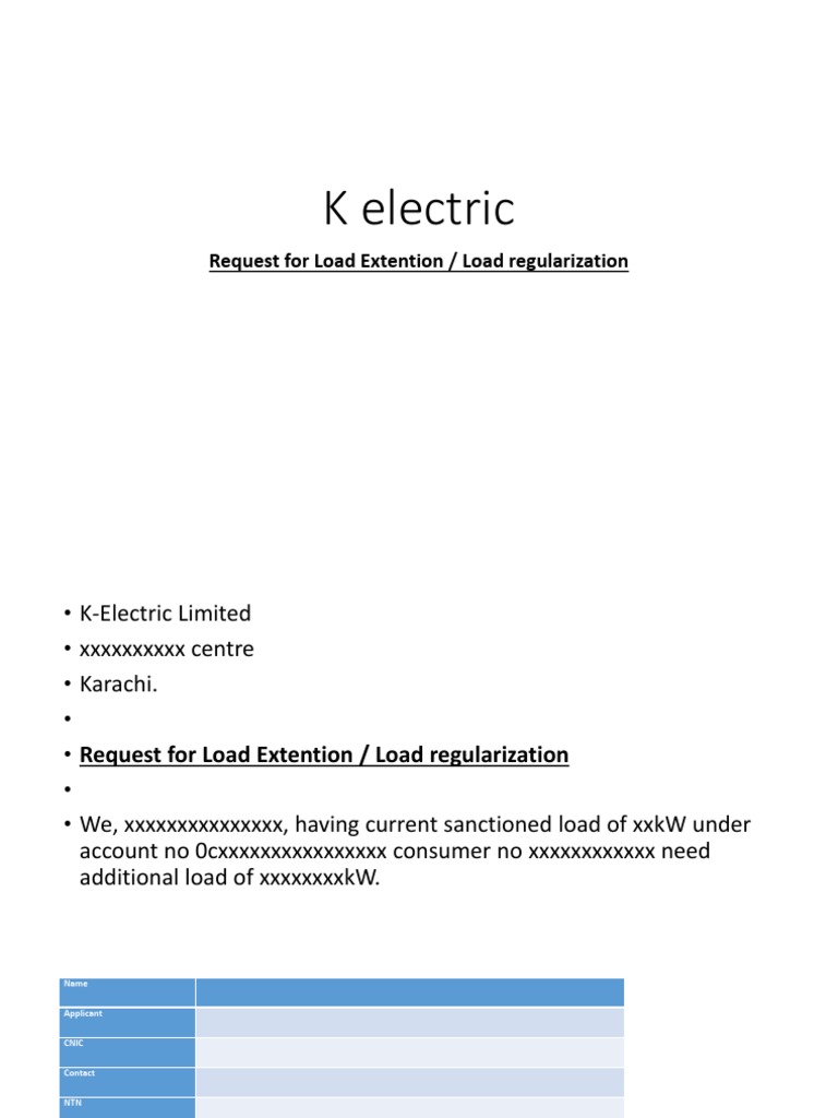 K-Electric Load Extension Request Form | PDF