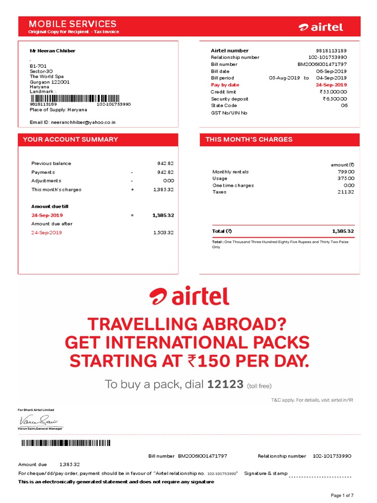 Mobile Services: Your Account Summary This Month'S Charges | PDF ...