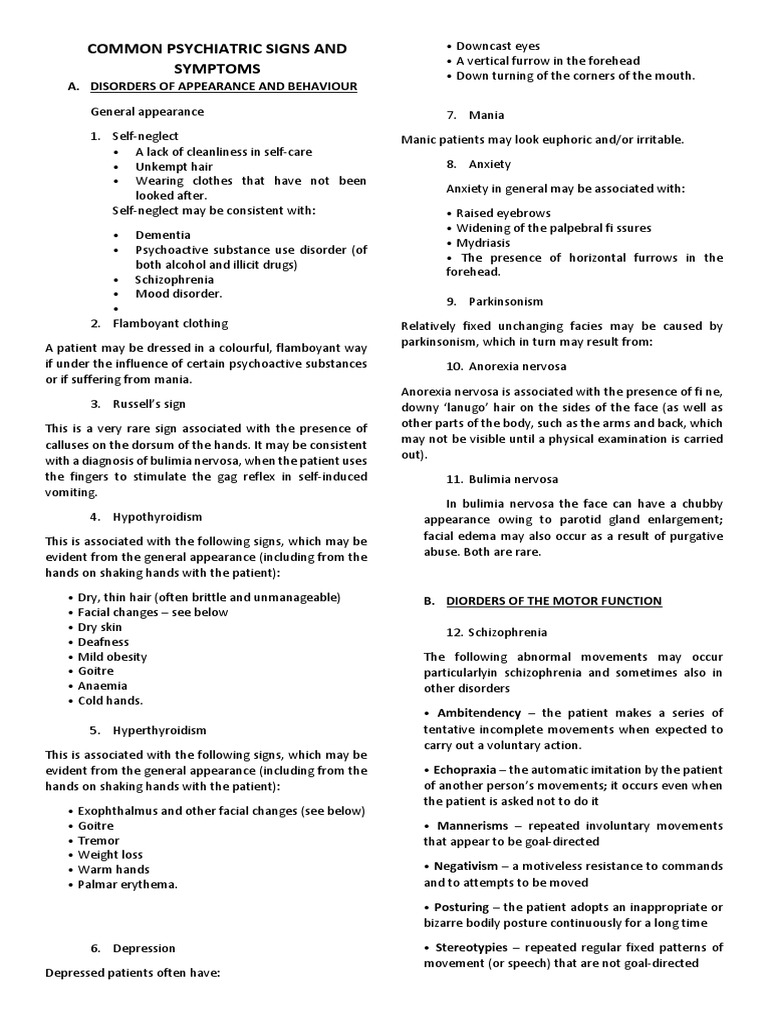 Psyche Signs and Symptoms | PDF | Hallucination | Id