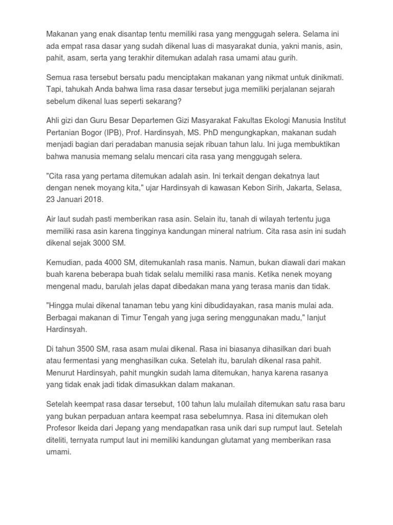 Asal Usul 5 Rasa Dasar | PDF