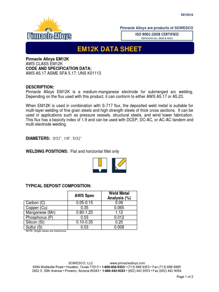 EM12K | PDF | Welding | Construction