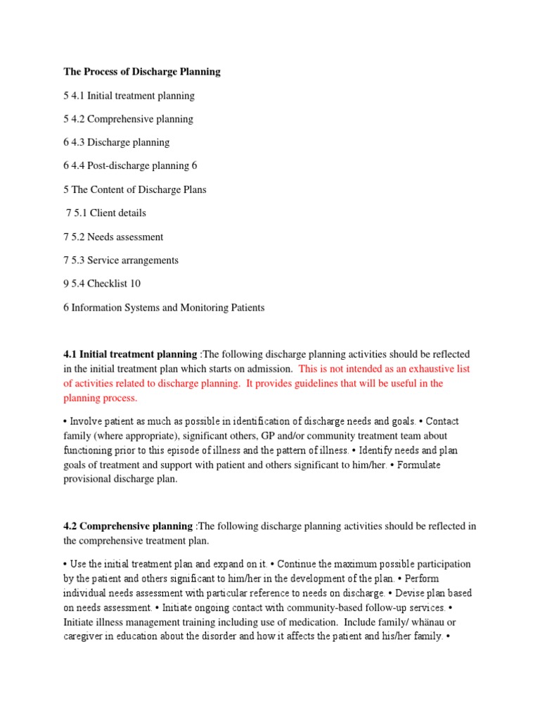 The Process of Discharge Planning | PDF | Patient | Needs Assessment