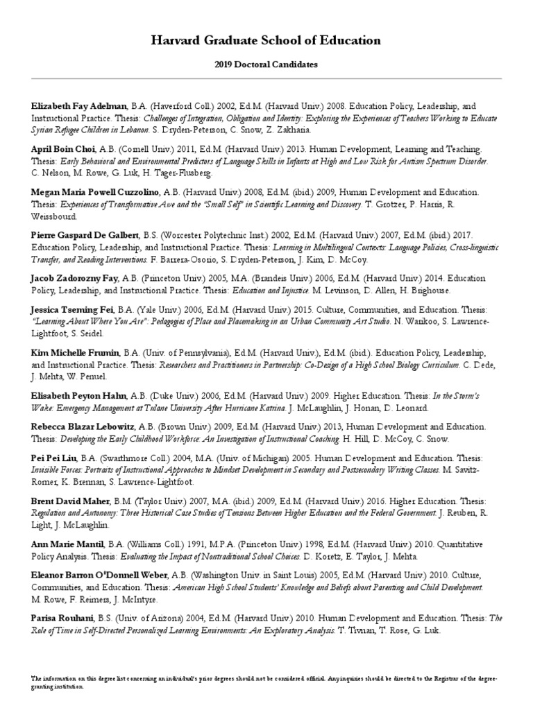 2019 Graduate Dissertations | PDF | Harvard University | Epistemology