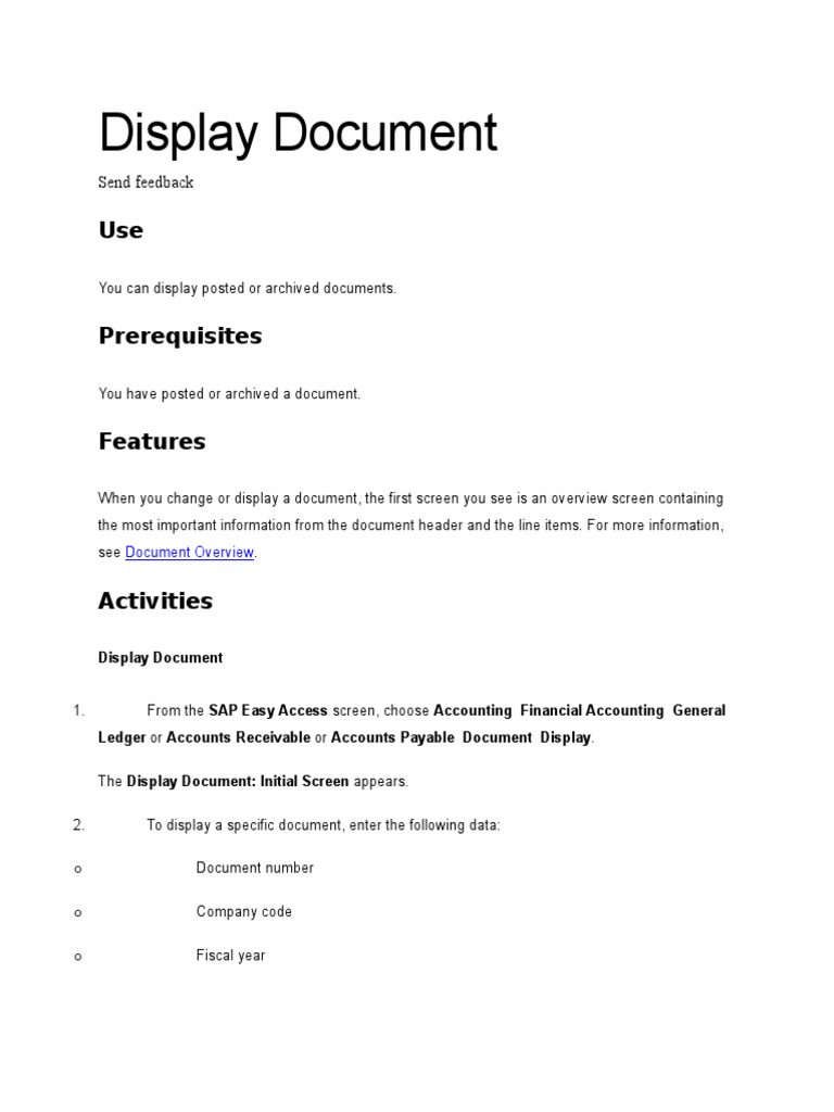 Display Document: Send Feedback | PDF | Bookkeeping | Information ...