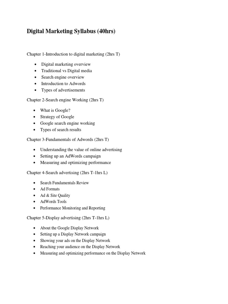 Digital Marketing Syllabus | PDF