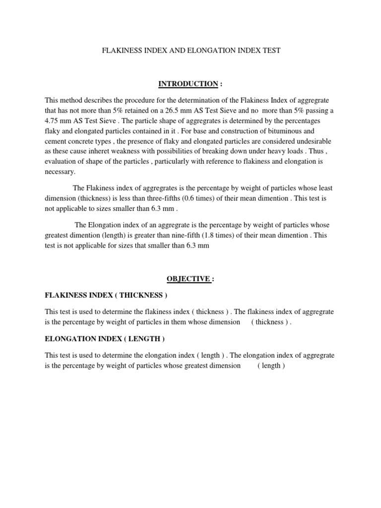 Flakiness Index and Elongation Index Test | PDF | Road Surface | Asphalt