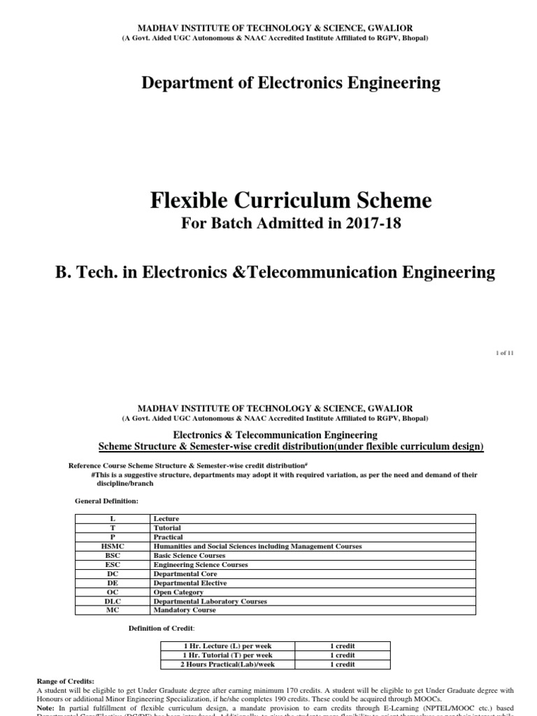 Flexible Curriculum Scheme: Department of Electronics Engineering | PDF ...