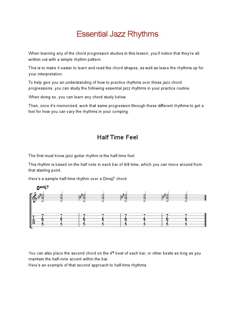 Essential Jazz Rhythms | PDF | Rhythm | Jazz