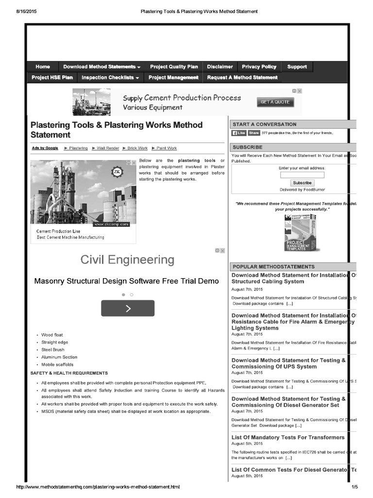 Plastering Tools & Plast PDF | PDF
