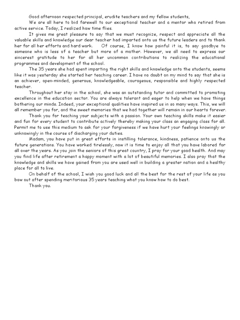 Good Afternoon Respected Principal | Download Free PDF | Teachers ...