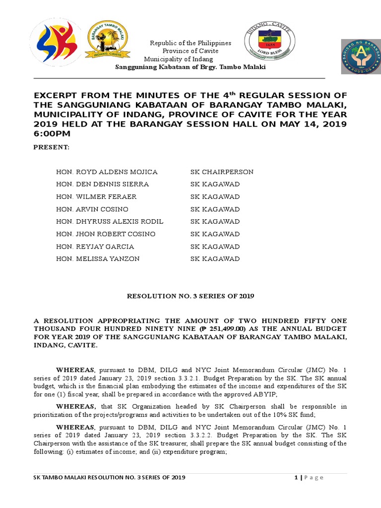 SK RESOLUTION NO. 3 S 2019 NEW | PDF | Government