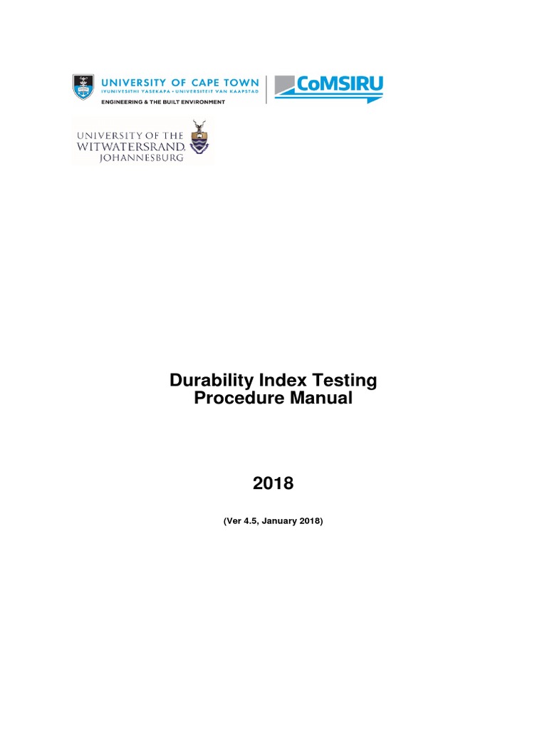 Durability Index Testing Manual | PDF | Mole (Unit) | Concrete