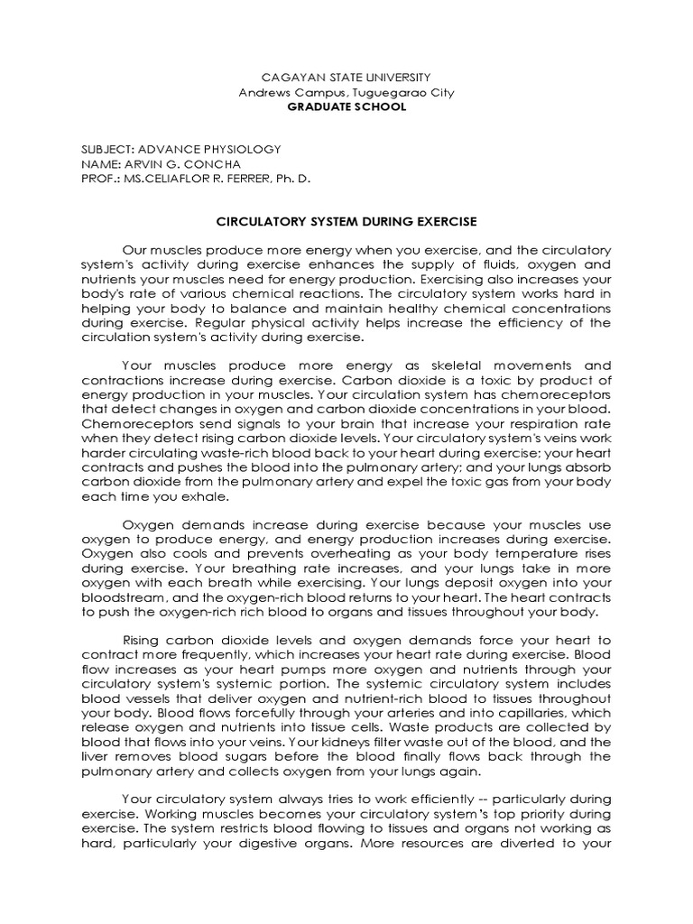 Circulatory System During Exercise | PDF | Circulatory System | Blood