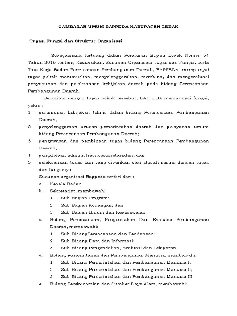 Profil Bappeda Utk PKL | PDF