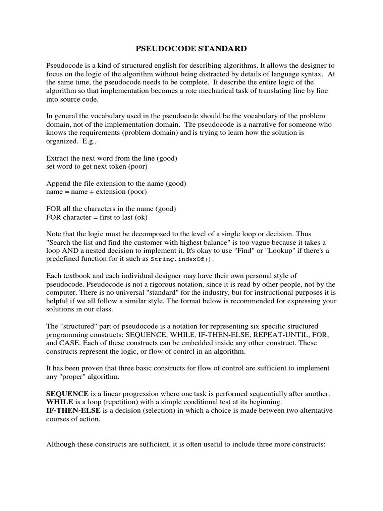 Pseudocode Standard: String - Indexof | Download Free PDF | Control ...