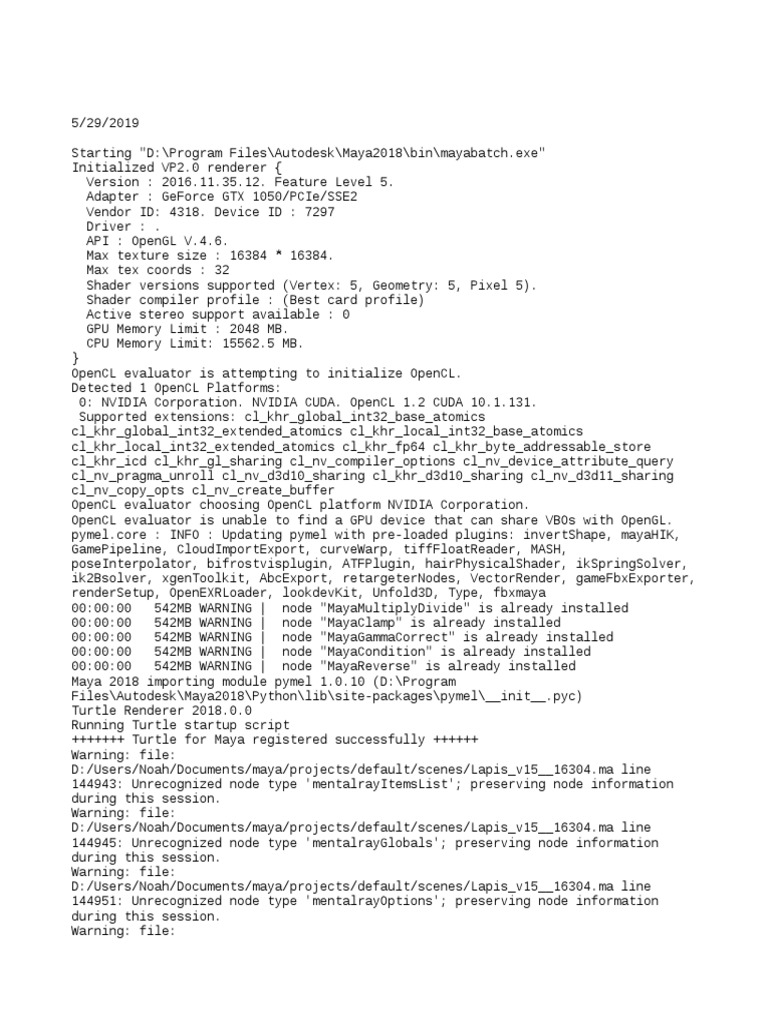 Maya Render Log | PDF | Shader | Graphics Processing Unit