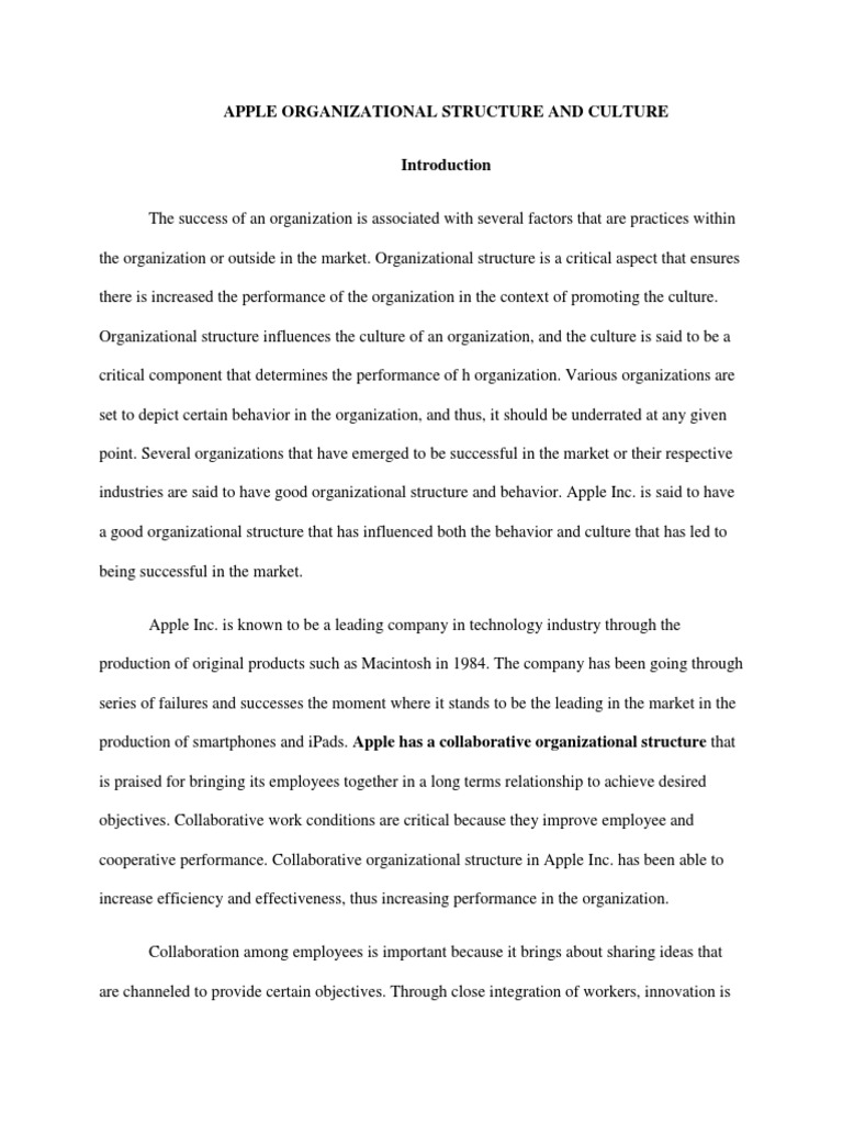 Apple Organizational Structure and Cultu | PDF | Organizational ...
