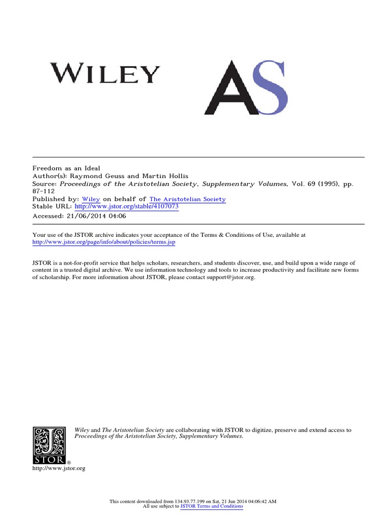 Raymond Geuss Freedom As An Ideal | PDF | Liberty | Free Will