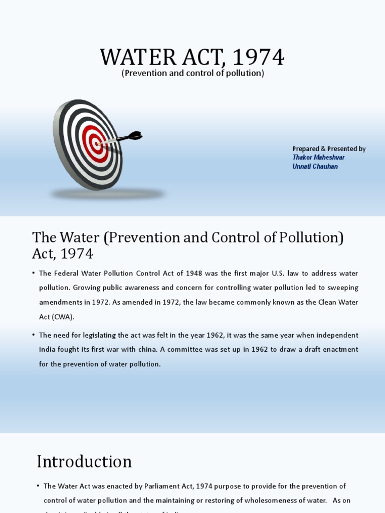 WATER ACT, 1974: (Prevention and Control of Pollution) | PDF | Sanitary ...