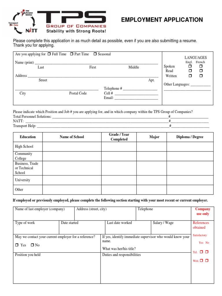 Employment Application Form | PDF | Criminal Record | Employment