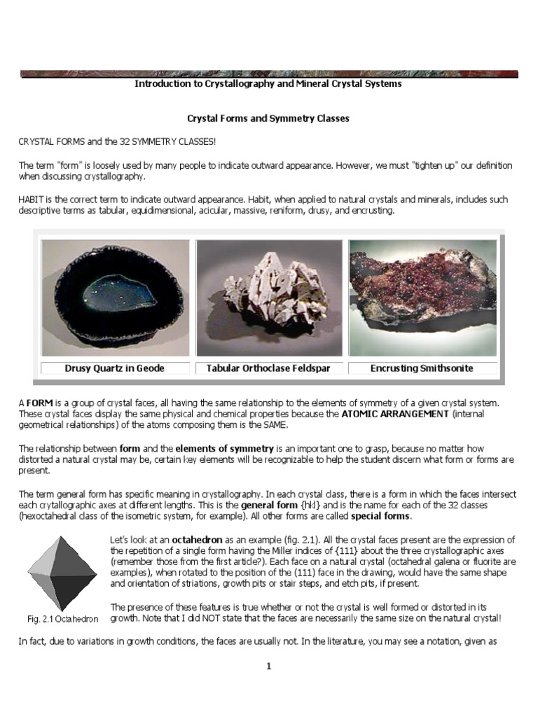 Crystal Form Notes 1 | PDF | Crystallography | Condensed Matter