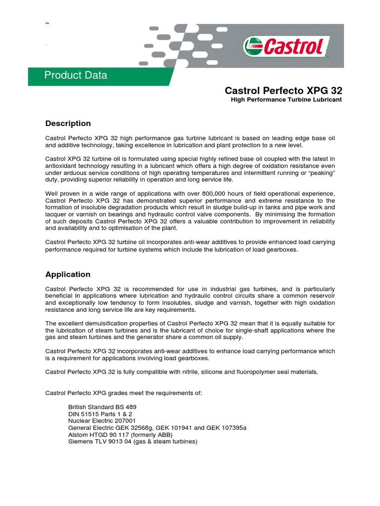 TDS Castrol Perfecto XPG - Power Version | PDF | Lubricant | Motor Oil