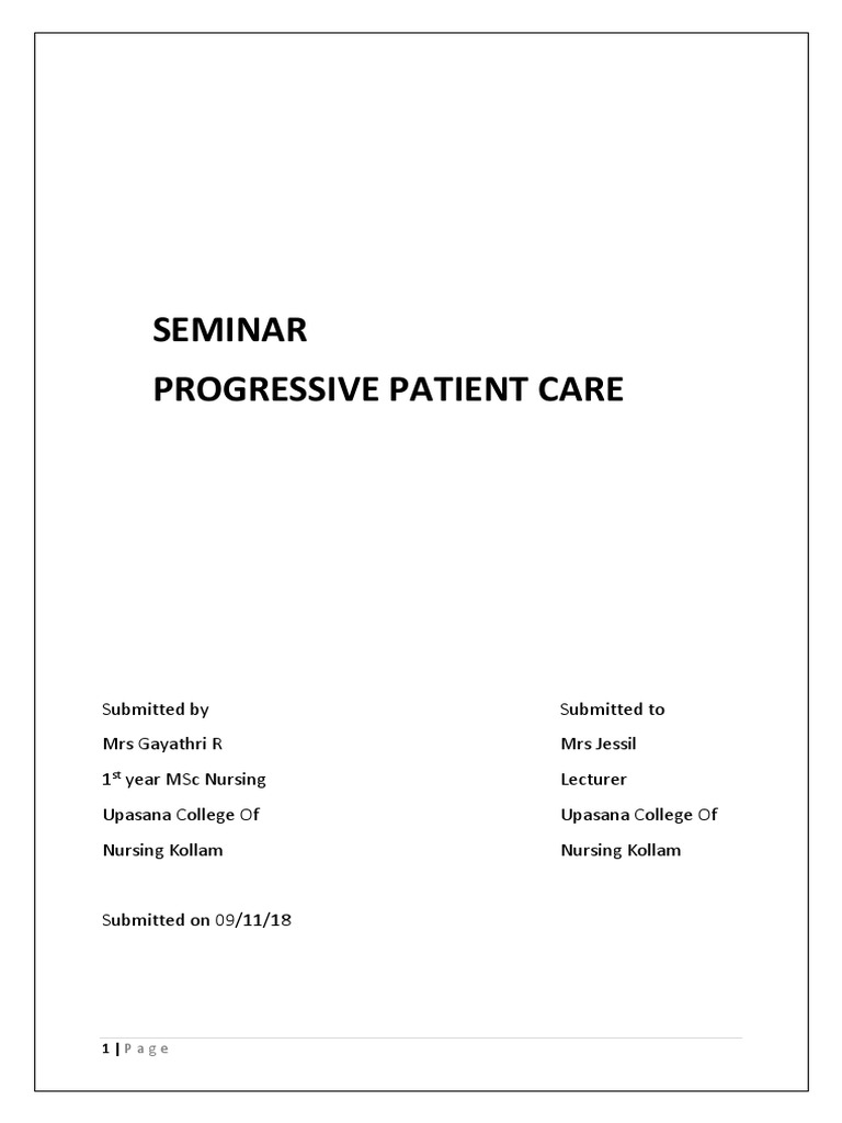 Seminar Progressive Patient Care | PDF | Intensive Care Unit | Health Care