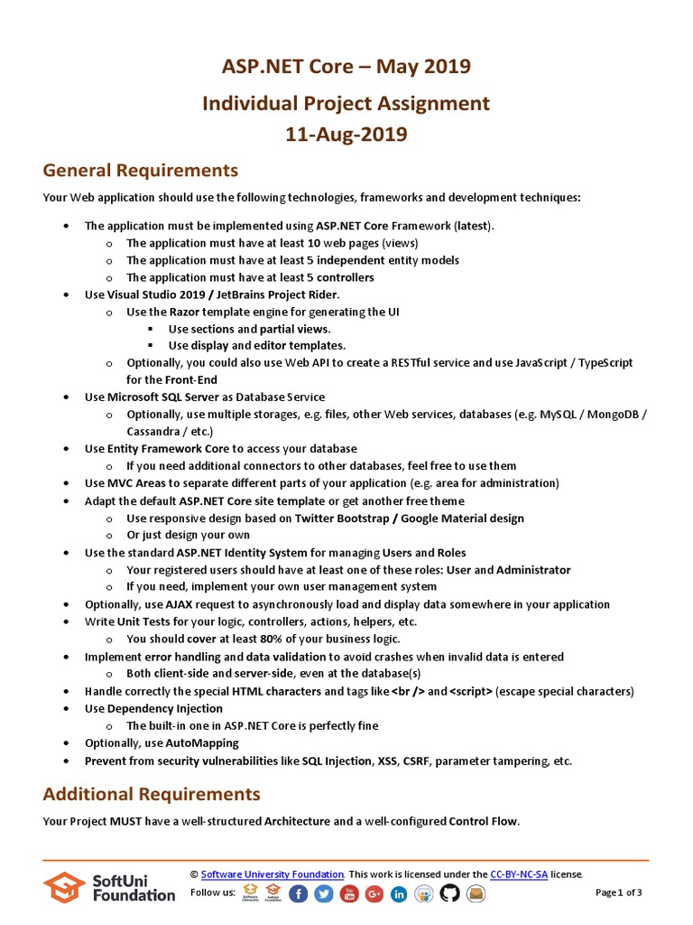 Csharp Asp Net Core Course Introduction Project Assignment Date 1 Pdf World Wide Web