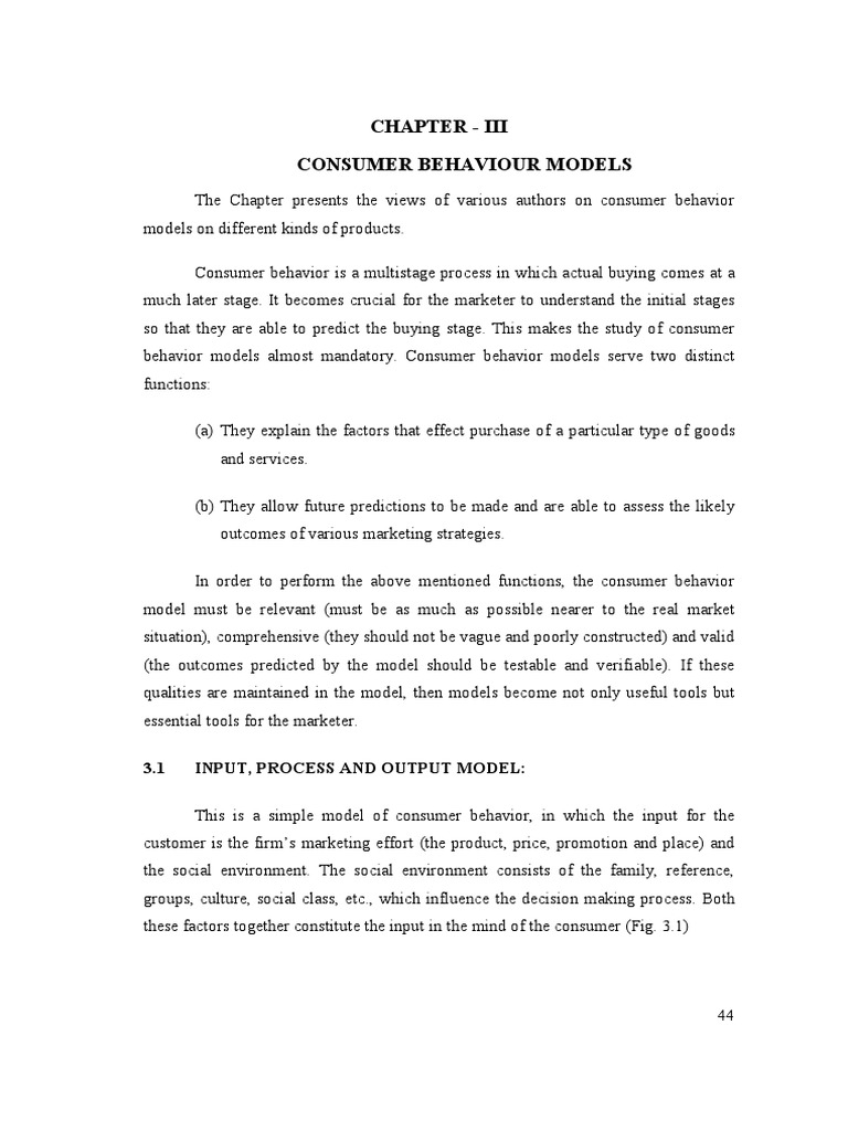 Chapter - Iii Consumer Behaviour Models | PDF | Consumer Behaviour ...