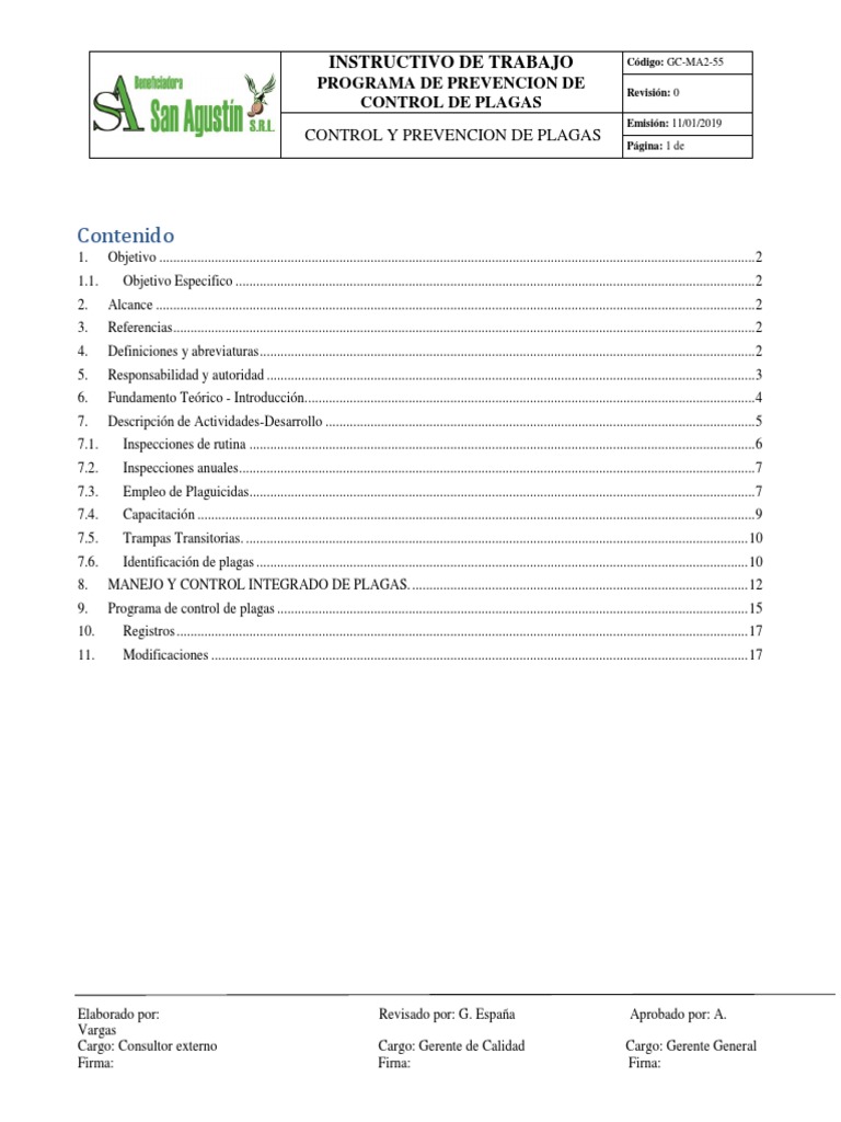 Programa de Prevencion y Control de Plagas | PDF | Pesticida | Plaga ...