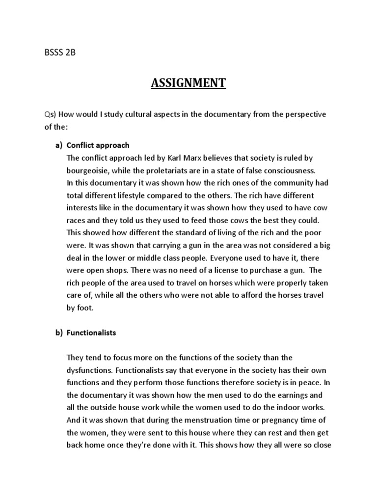 Assignment: Bsss 2B | PDF | Philosophical Theories | Sociological Theories