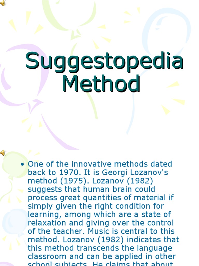 Suggestopedia Method | PDF | Language Arts & Discipline