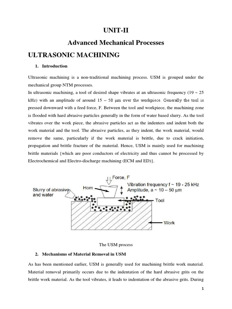 Unit-Ii Advanced Mechanical Processes Ultrasonic Machining | PDF ...