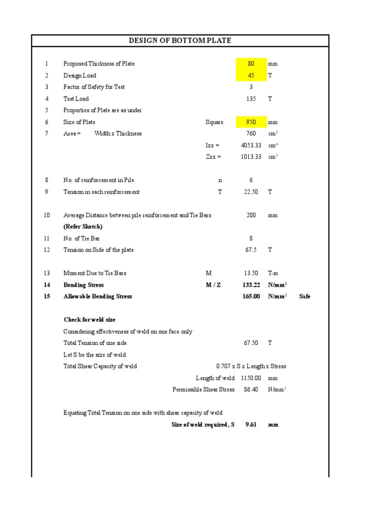 Weld Length and Plate Design | PDF | Bending | Stress (Mechanics)