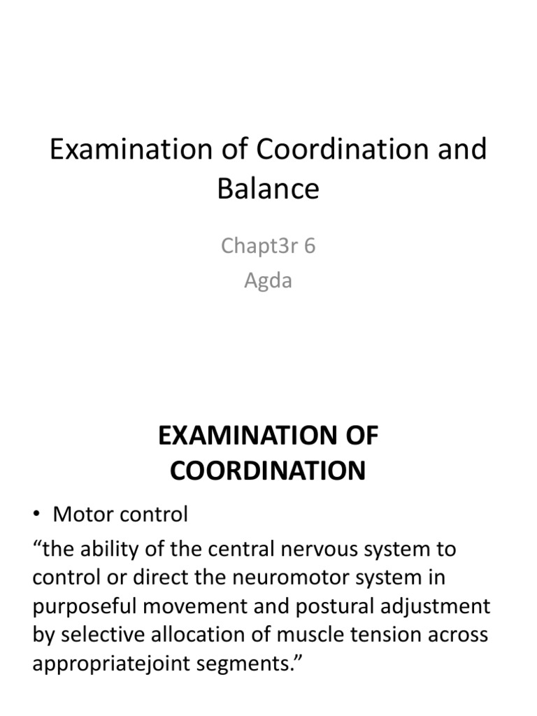 Coordination and Balance Examination Guide | PDF | Motor Coordination ...
