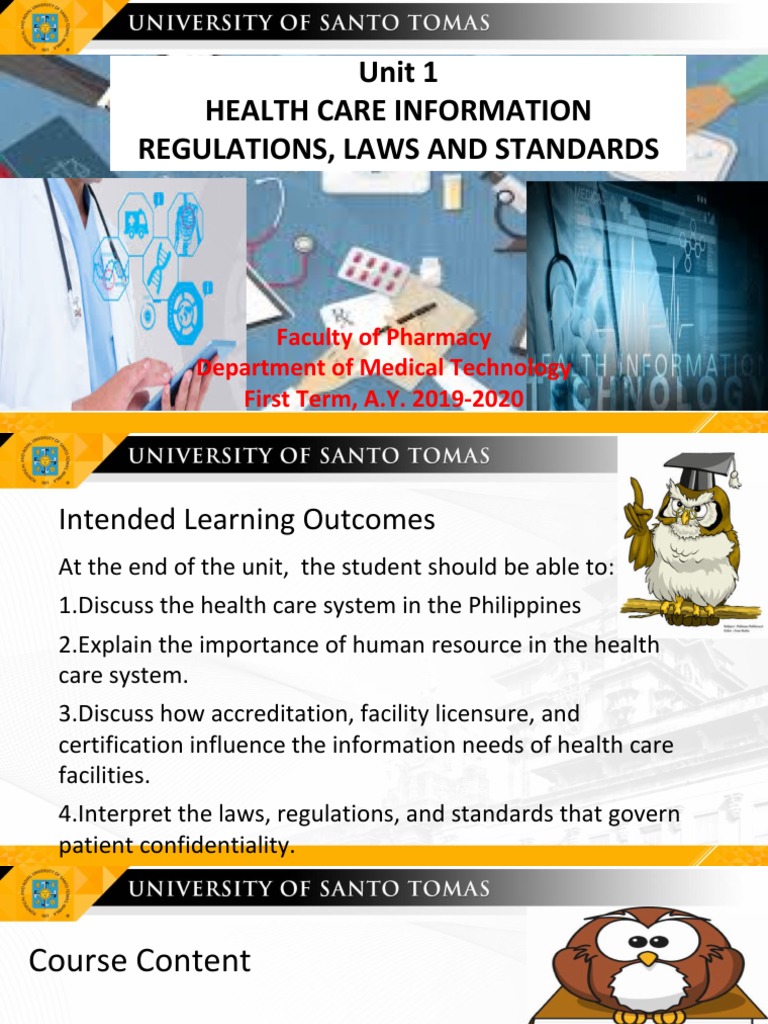 Unit 1 Health Care Information Regulations, Laws and Standards | PDF ...
