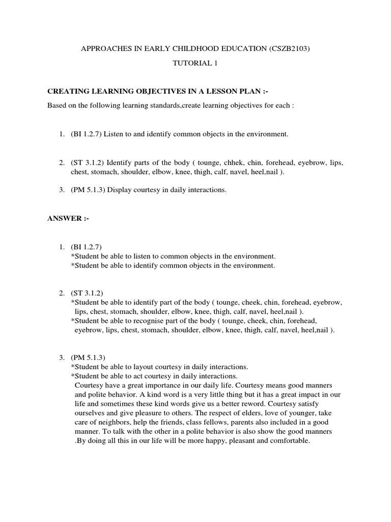 Creating Learning Objectives in A Lesson Plan | PDF | Career & Growth ...