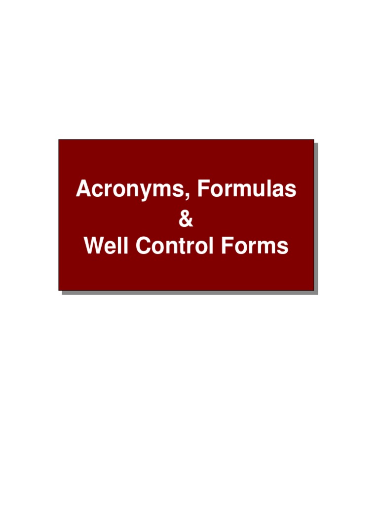 Enform Formulas Acronyms and Well Control Forms | PDF | Pressure ...