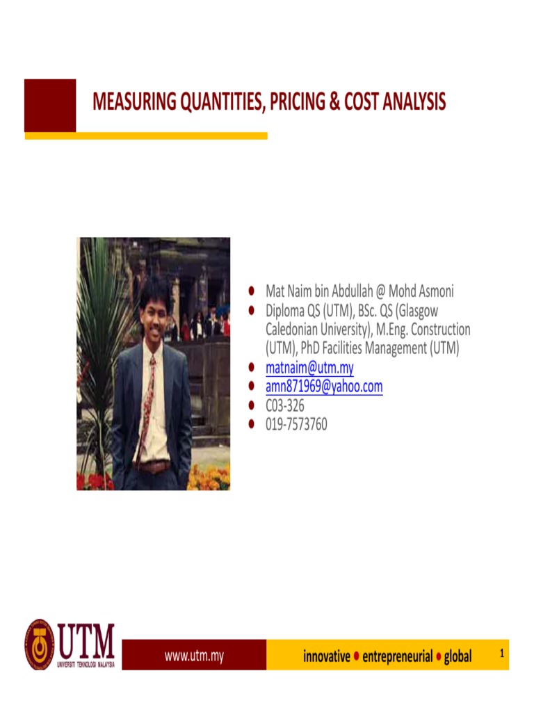 Measurement of Quantities, Pricing and Cost Analysis | PDF | Deep ...