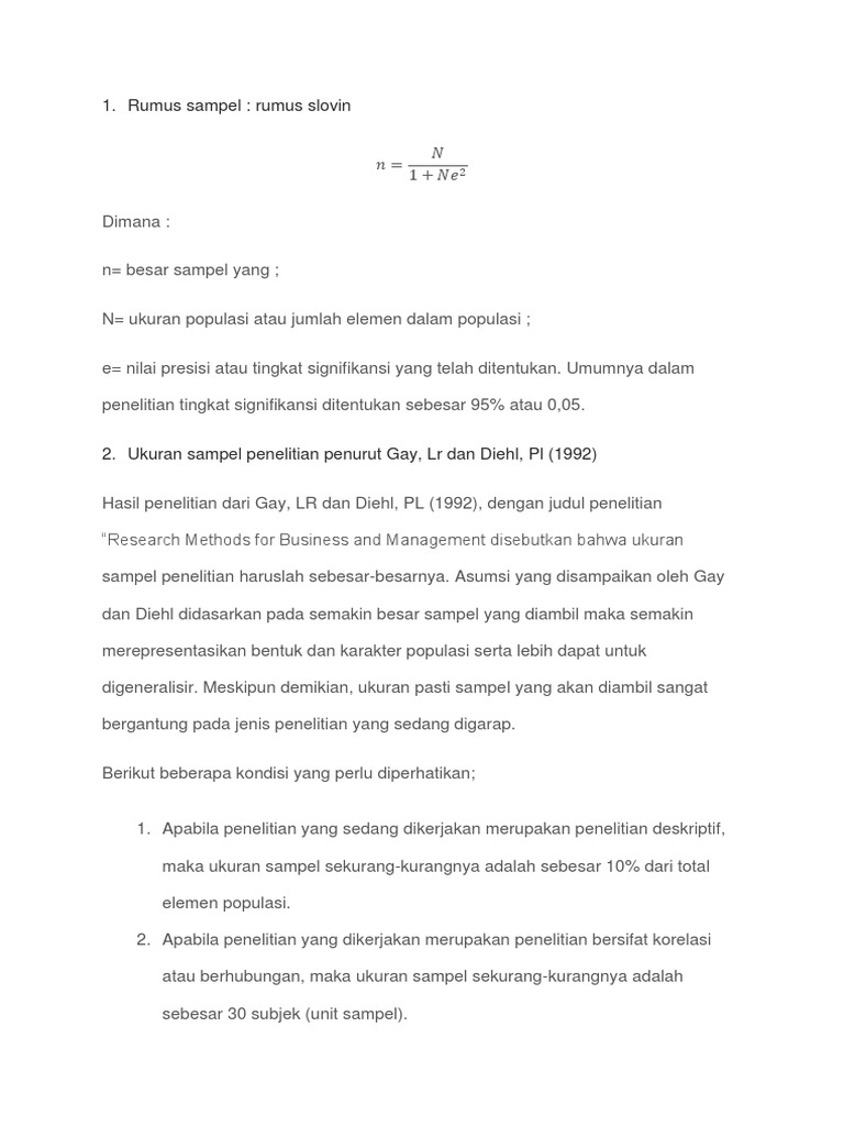 Rumus Sampel | PDF | Metode & Bahan Ajar | Pengembangan Diri