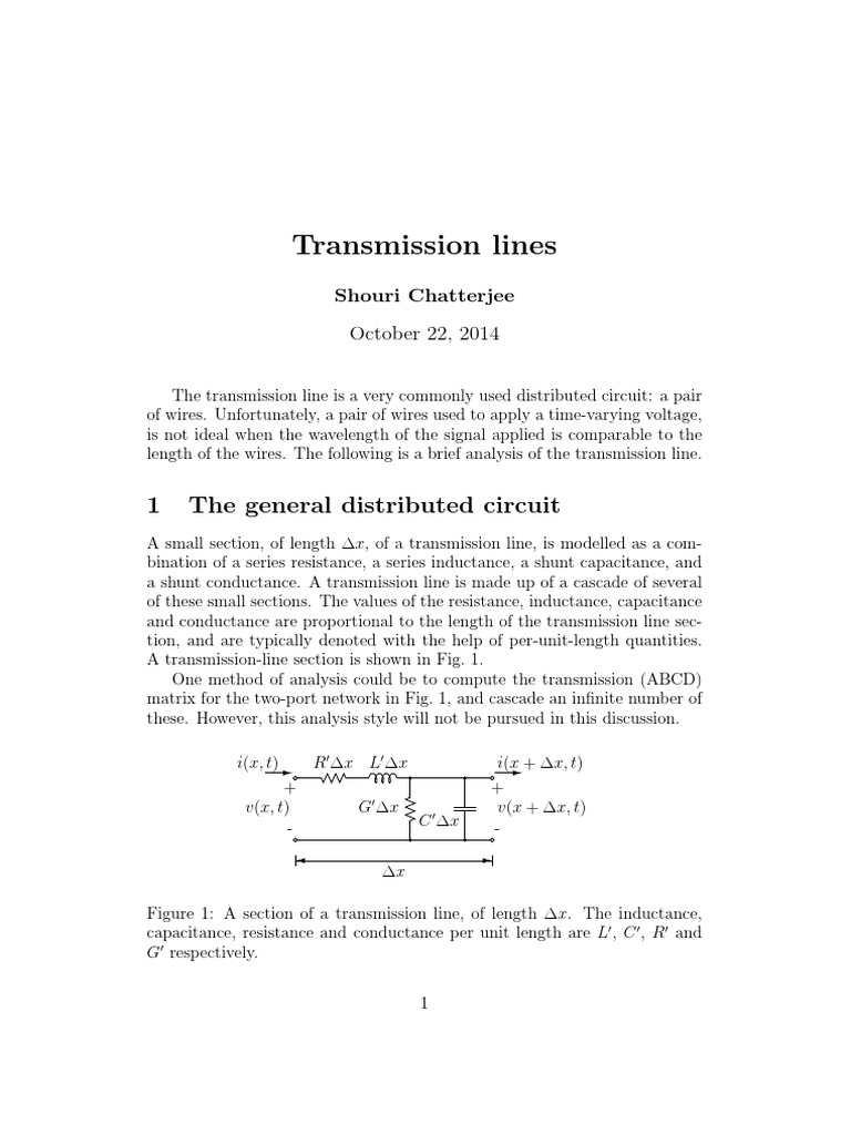 Transmission Line Write Up | PDF | Transmission Line | Electrical Impedance