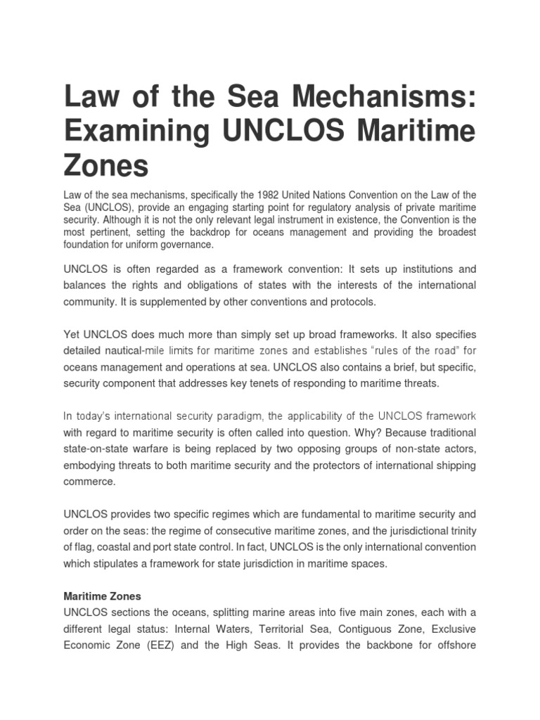 Unclos Maritime Zones | PDF | Territorial Waters | Exclusive Economic Zone