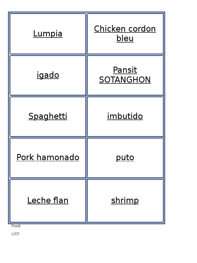 Food Name Tent
