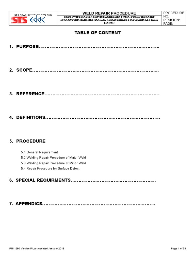 Weld Repair Procedure | PDF | Occupational Safety And Health | Welding